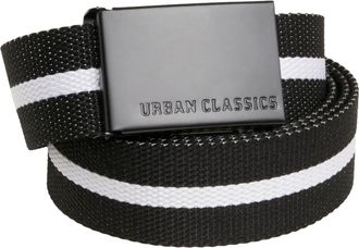 Urban Classics Unisex Canvas Belt black white stripe/black, one size