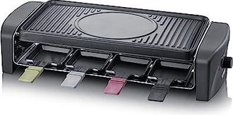 Severin Appareil &agrave; raclette pour 8 personnes, Plaque de cuisson avec surface de cuisson rainur&eacute;e et lisse 41,5 x 21 cm antiadh&eacute;sive, Gril raclette 1 400 W, no
