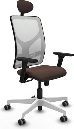 Piqueras y Crespo Brauner Schreibtischstuhl mit 3D-Armlehnen, h&ouml;henverstellbarer Lendenwirbelst&uuml;tze und festem Kopfteil, ausgestattet mit 3-fach verstellbarem Sinkro-Sc