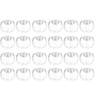 Nuptio Nuptio 24 Pi&egrave;ces Bougies Chauffe-Plat Bougeoirs Verre &Agrave; Bulles Bougies Chauffe-Plat Porte-Bougies Cristal Votif Porte-Bougies pour F&ecirc;te Mariage No&euml;l T