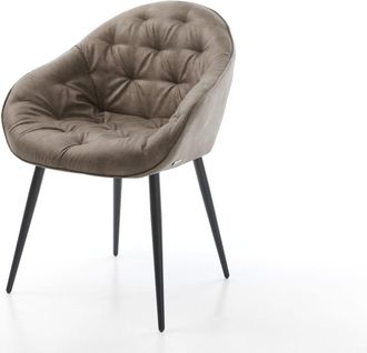 DELIFE Esszimmerstuhl Gaio-Flex Mikrofaser Taupe Vintage 4-Fuß konisch Schwarz, Esszimmerstühle