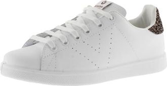 Victoria Basket Basse Tenis Cuir & Arrière Pailleté & Logo Perforé 1125104 pour Femme Chocolate 38