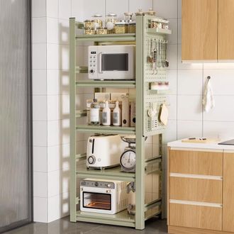 Generic Verstellbares 5-stufiges K&uuml;chenregal mit Lochwand aus Kohlenstoffstahl, Metallregal Standregal Lagerregale f&uuml;r Zuhause, B&uuml;ro, Vorratskammer, Garage(10