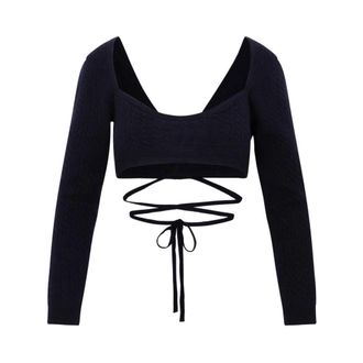 Patou Wrap-back Cable Knit Top - - Knitwear - Damen - Schwarzk - M