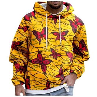 Generic Sweat a Capuche Homme Sweatshirt Hooded Sweats &agrave; Capuche Longues Manches Homme Imprim&eacute; Style Africain pour Un Confort Chaleureux