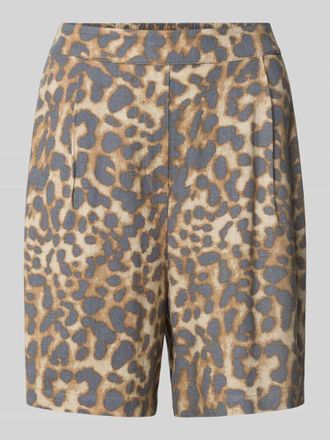 Jake*s Casual Regular Fit Shorts aus Viskose-Mix mit Allover-Animal-Print