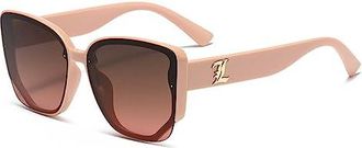 Generic Lunettes de soleil vintage surdimensionnées oeil de chat pour femmes et hommes à grande monture lunettes de soleil féminines UV400, C4 rose, taille un