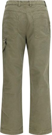Off-white Mens Pants Racing Staff Cotton Gabardine Dusty Olive Trousers