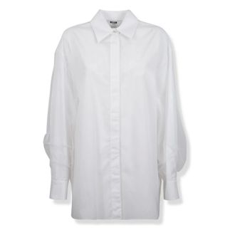 Msgm Msgm, Femme, Blouses et Chemises, Blanc, Taille: 38 FR Oversized Poplin Shirt