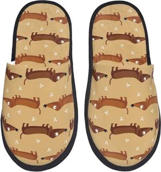 Generic Hiver Pantoufles Adorable Chiot Teckel Marron Chaud Pantoufles DH&ocirc;tel Lavables Chaussons DInt&eacute;rieur Pour Invit&eacute; H&ocirc;tel Spa L