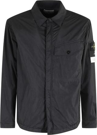 Stone Island Homme, Vestes, Noir, Taille: L Crinkle Reps R-Ny Overshirt
