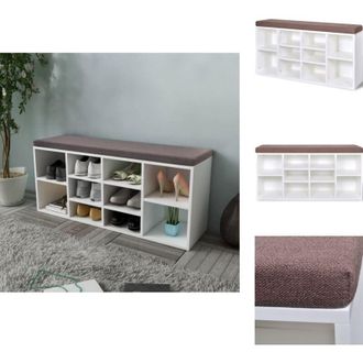 vidaXL Schuhschrank Schuhbank Sitzbank 10 F&auml;cher wei&szlig; - Schuhschrank - Schuhbank - Sitzbank - Flurbank - Garderobe
