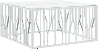 vidaXL Couchtisch Silbern 100x100x50 cm Edelstahl und Glas Vidaxl