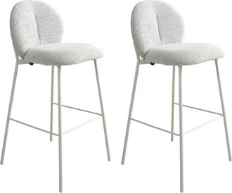 Sch&ouml;ner Wohnen Kollektion Barstuhl 2-er Set Forde/Bezug in Greige, Gestell in seidengrau/Boucl&eacute;-Bezug, mit Fu&szlig;st&uuml;tze und R&uuml;ckenlehne/Barhocker/Tresenhocker/B 47, H 103, T 52 cm
