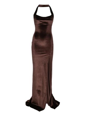 Atu Body Couture robe longue fendue &agrave; dos nu - Marron