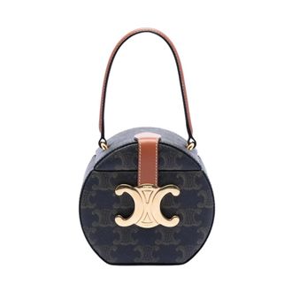 Celine Sac &agrave; main rond en cuir imprim&eacute; Pre-owned - Femme - Pre-owned - Brun - Taille: ONE Size