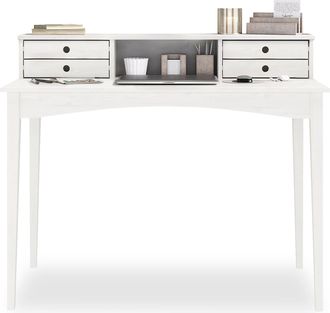 IDIMEX Schreibtisch Milano mit 4 Schubladen und 1 Fach wei&szlig; aus Massivholz, robuste Verarbeitung PC-Tisch mit Stauraum f&uuml;r B&uuml;ro und Home-Office