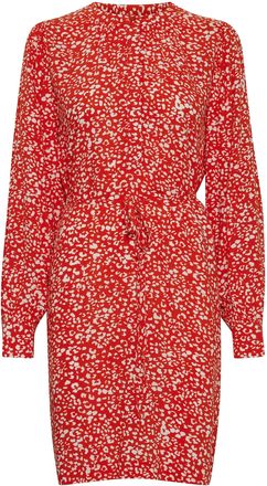 Ichi IHCAROLINA DR Damen Freizeitkleid Kleid Minikleid mit Knopfleiste hoher Kragen Langarm Regular-Fit, Gr&ouml;&szlig;e:36, Farbe:Poppy Red (171664)