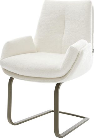 DELIFE Schwingstuhl Clea-Flex Freischwinger flach Effektfinish Titan Bouclé Soft Beige