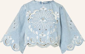 Farm Rio Farm Rio Cropped-Jeansbluse Mit Lochspitze Und 3/4-Arm blau