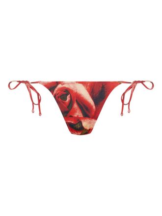 Jean Paul Gaultier bas de bikini imprimé Roses à nouer - Rouge