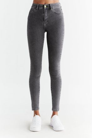Evermind Damen vegan Jeans Stretch Skinny Fit Eisengrau