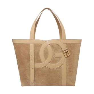 Dolce & Gabbana Sac cabas en daim avec logo - Femme - Sacs - Beige - Taille: ONE Size