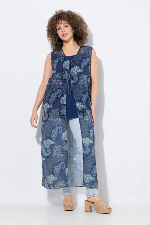 Ulla Popken Longbluse Longbluse Patchmuster A-Linie &auml;rmellos