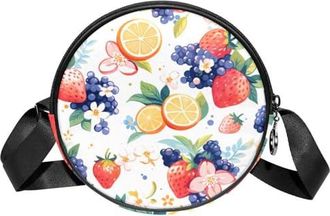 Generic Sac &agrave; bandouli&egrave;re Circle pour femme, petit sac &agrave; bandouli&egrave;re color&eacute; avec fermeture &eacute;clair, bretelles r&eacute;glables, sac &agrave; main rond d&eacute;contract&eacute; pour femme