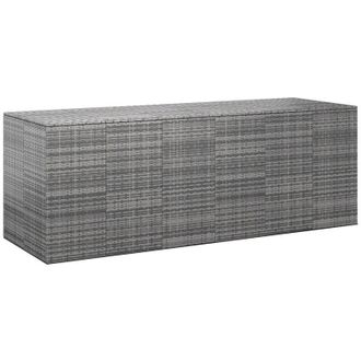 vidaXL Boîte à coussins de jardin Résine tressée 291x100,5x104 cm Gris