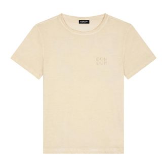 Dondup Logo Print Rundhals-T-Shirt - - Tops - Herren - Beige - 2XL