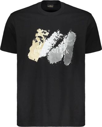 Paul & Shark Homme, Tops, Noir, Taille: L T-shirt en jersey de coton avec imprim&eacute;