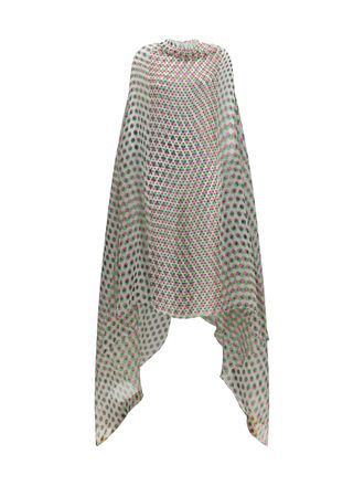 Dries Van Noten Womens Dress Polka-Dot Cape Ecru Silk