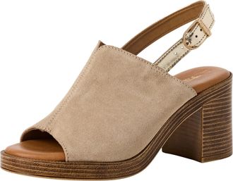 Tamaris Damen Sandalette mit Blockabsatz, beige, 36 EU