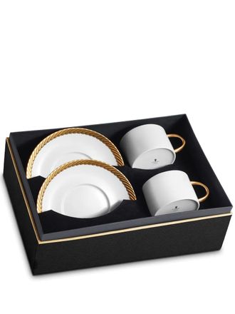 L'OBJET lot de deux tasses et soucoupes Corde - Blanc