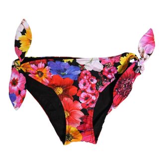 Dolce & Gabbana Femme, Maillots de bain, Multicolore, Taille: 40 FR Bas de Bikini &agrave; Noeuds et Imprim&eacute; Floral Rose