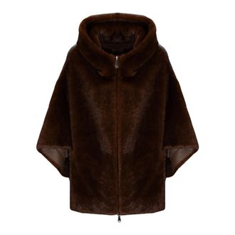 Lou Andr&eacute;a Faux Fur Cape Jacket - - Jackets - Damen - Braun - M
