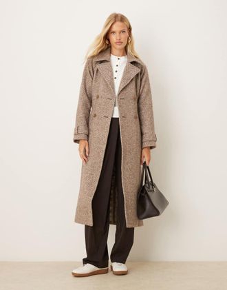 Abercrombie & Fitch Trench-coat &agrave; ceinture en laine - Gr&egrave;ge-Neutre