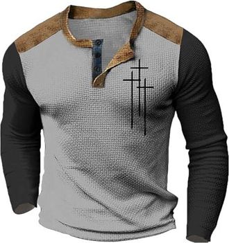 Generic Pull pour homme - Pull pour homme - Mode d&eacute;contract&eacute; - Confortable - Couleur unie - Manches longues - Col montant, gris, XXL