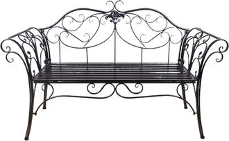 Generic Retro-Gartenbänke Aus Metall Im Abverkauf, 2-Sitzer Mit Gebogenem Rücken- Und Armlehnen-Design, Gartenbank Aus Gusseisen Oder Aluminium Für Garten, Te