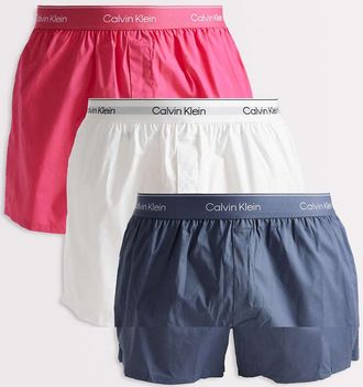 Calvin Klein 3er-Pack Boxershorts aus Webstoff in Rosa/Wei&szlig;/Anthrazit-Bunt