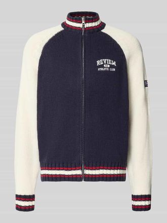 Review Strickjacke mit Stehkragen und Kontraststreifen