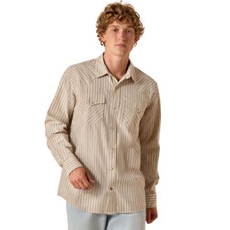 Ariat Mens Retro Hesper Fitted Western Snap Shirt Long Sleeve in Sandshell Stripe, Size 2X-Large, by Ariat