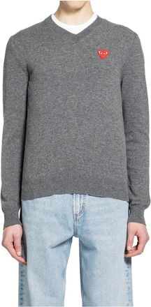 Comme Des Gar&ccedil;ons Homme, Pulls, Gris, Taille: S V-neck Wool Sweater