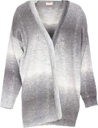 Liu Jo Femme, Pulls, Gris, Taille: 40 FR Cardigan Long avec Séquins