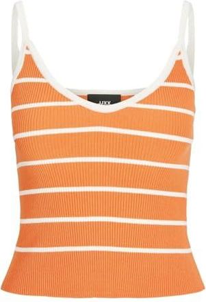 Jack & Jones Jxesther Tight Short Stripe Top Knit Tricot, Orange, M Femme