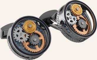 Tateossian Tateossian Manschettenkn&ouml;pfe Rundes Kohlenstoffzahnrad blau