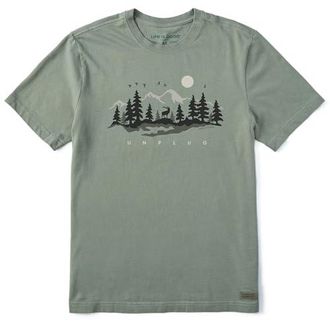 Life is good Life is Good T-Shirt à Manches Courtes Unplug in The Outdoors pour Homme (Taille L, Vert Mousse)