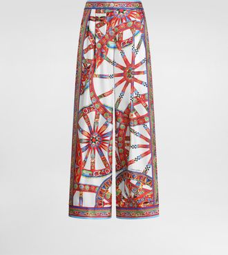 Dolce & Gabbana Hose Vanity Aus Seidentwill Mit Carretto-print - Frau Hosen Und Shorts Mehrfarbig 38