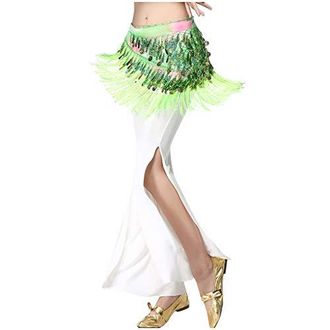 Generic Ceinture Elastique - Ceinture de Danse Femmes avec Perles et Paillettes pour Costume Tassels &Eacute;charpe Hanche Ventre